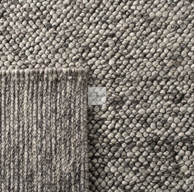 Pebbles Pure Dark Grey Wool Hand Woven Rug – Luxurious Rugs
